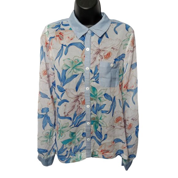 NY Collection | Tops | Ny Collection Blouse Womens Sz L Button Front ...